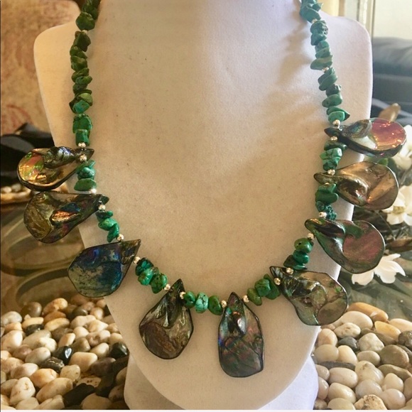 Made By Me | Jewelry | Turquoise And Shells Necklace | Poshmark